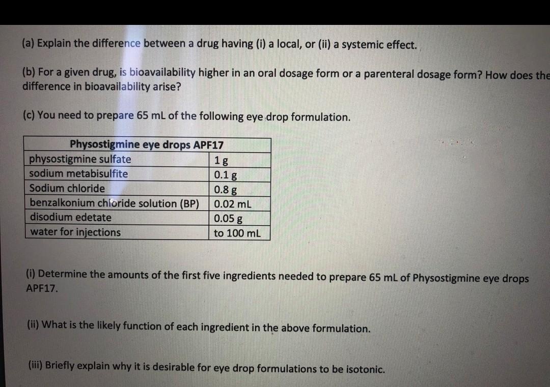 Solved (a) Explain the difference between a drug having (i) | Chegg.com