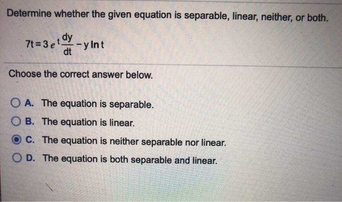 Solved Determine whether the given equation is separable, | Chegg.com