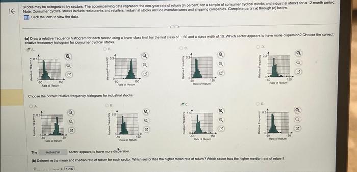 Stocks may be categorized by sectors. The accompanyeg | Chegg.com