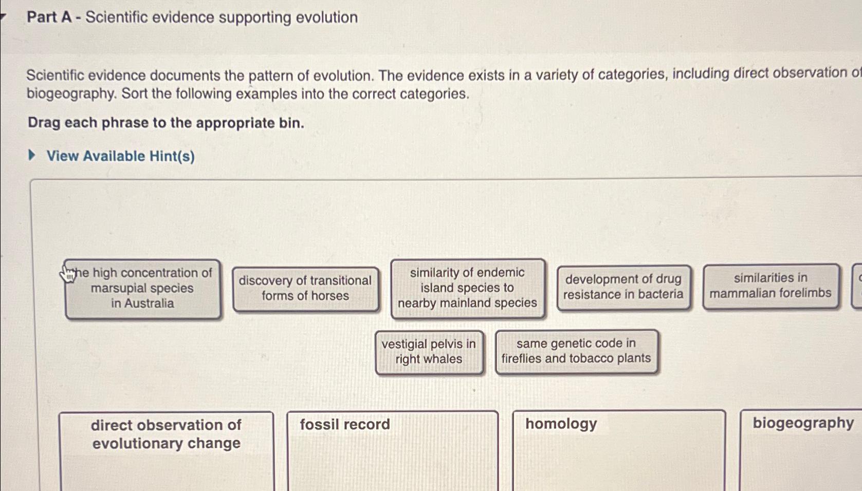 Solved Part A - Scientific evidence supporting | Chegg.com Solved Part A - Scientific evidence supporting | Chegg.com