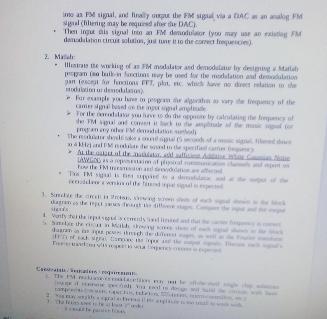 Solved Aim: To design and build a FM modulator and | Chegg.com