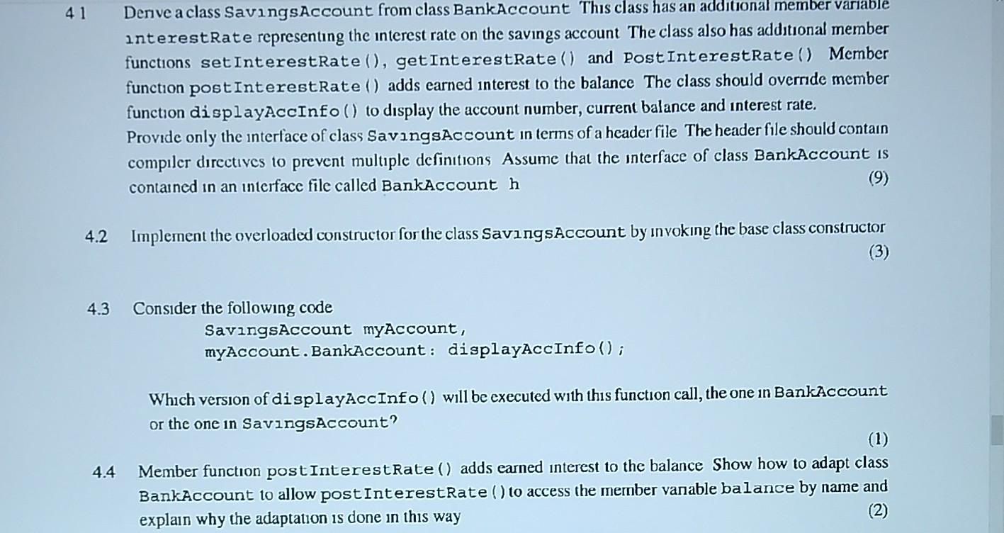 Solved class BankAccount { public BankAccount(); BankAccount | Chegg.com
