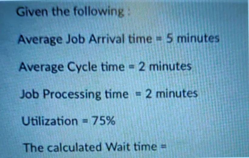 Solved Given the following Average Job Arrival time - 5 | Chegg.com