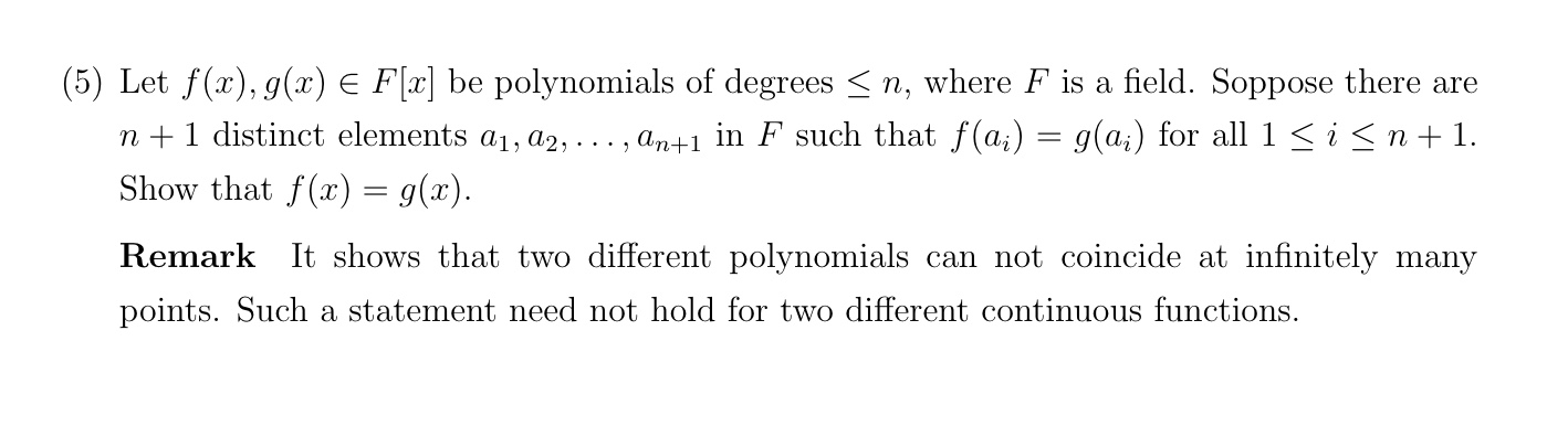 Solved (5) ﻿Let f(x),g(x)inF[x] be ﻿polynomials of ﻿degrees | Chegg.com