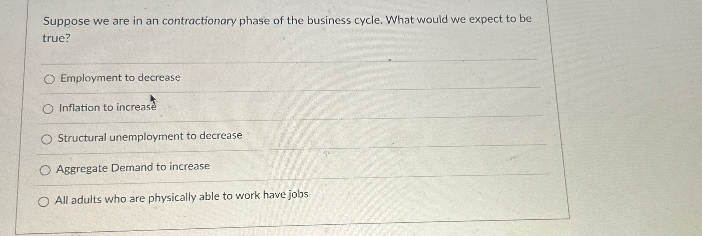 Solved Suppose we are in an contractionary phase of the | Chegg.com