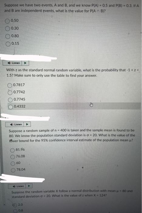 Solved Suppose we have two events, A and B, and we know | Chegg.com