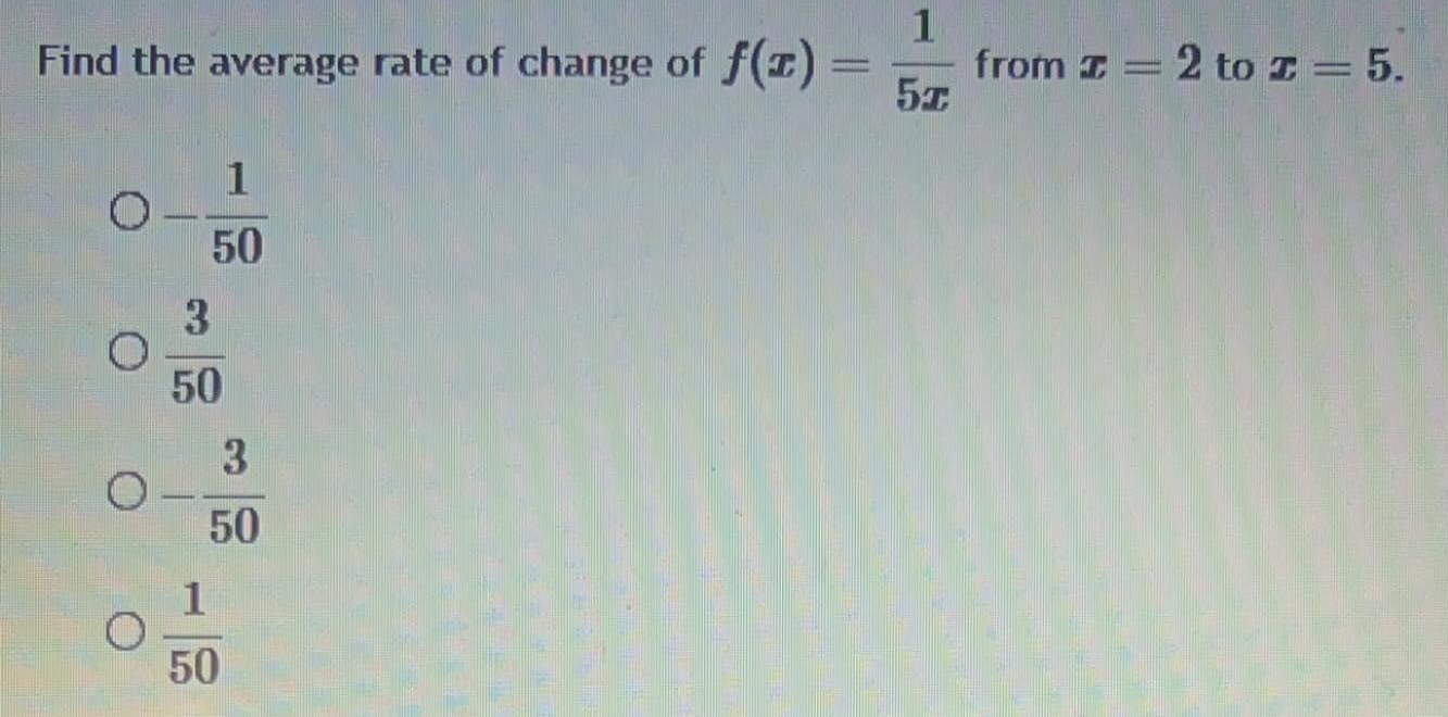 Solved Find the average rate of change of f(x)=15x ﻿from x=2 | Chegg.com
