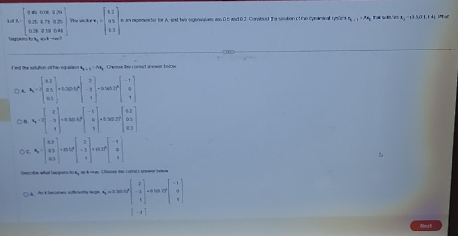 Solved Let A=. The vector V1= is an eigenvector for A, and | Chegg.com