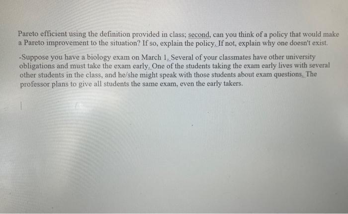 Solved Pareto efficient using the definition provided in | Chegg.com
