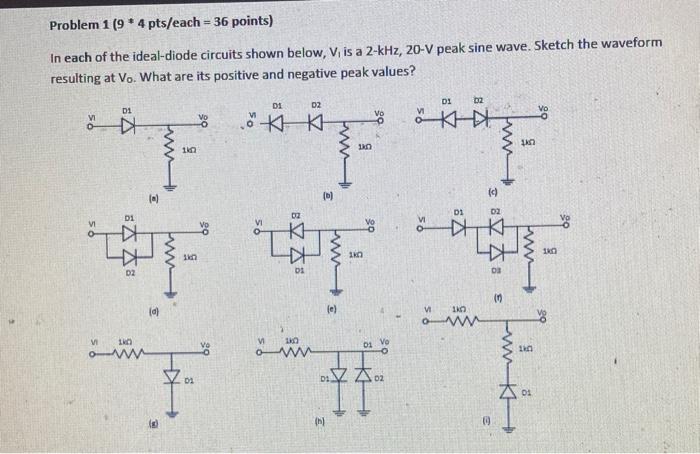 Solved In each of the ideal-diode circuits shown below, V1 | Chegg.com