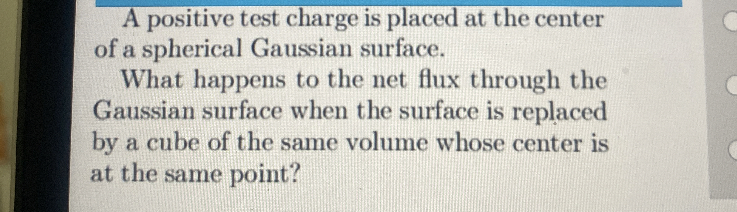 Solved A positive test charge is placed at the center of a | Chegg.com