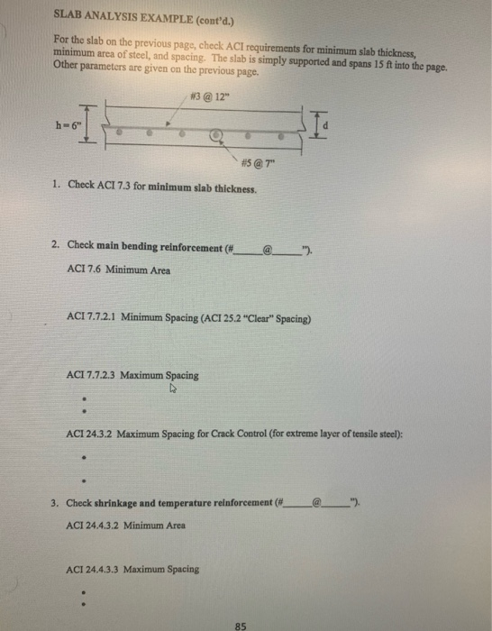 Solved SLAB ANALYSIS EXAMPLE (cont'd.) For the slab on the | Chegg.com