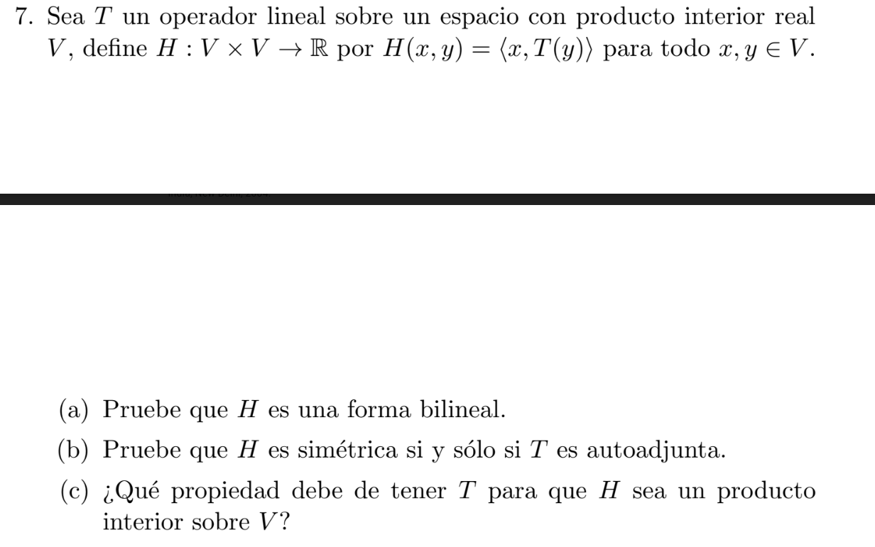 Solved Let T be a linear operator on a real inner product | Chegg.com