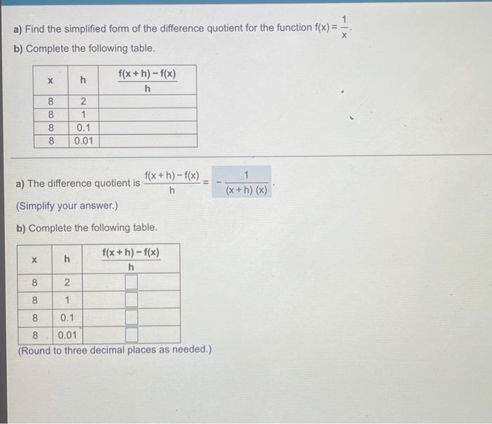 Solved 1 a) Find the simplified form of the difference | Chegg.com
