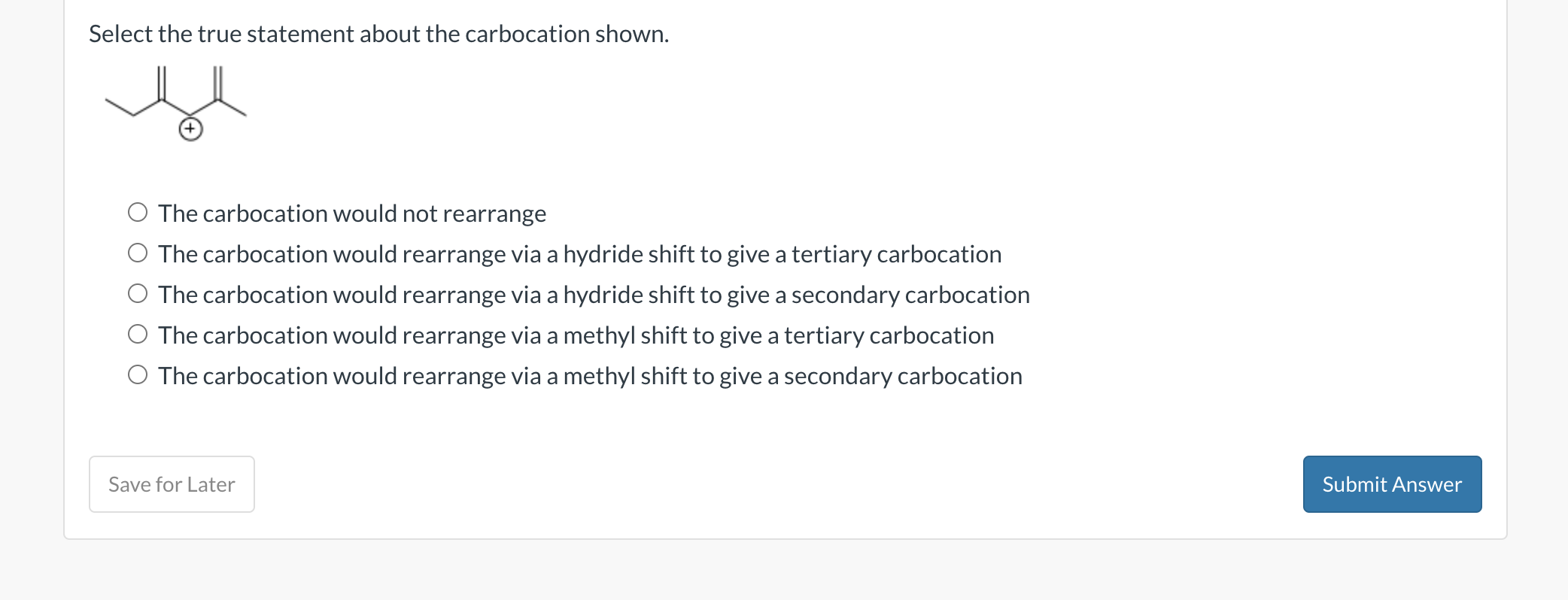 Solved Select the true statement about the carbocation | Chegg.com