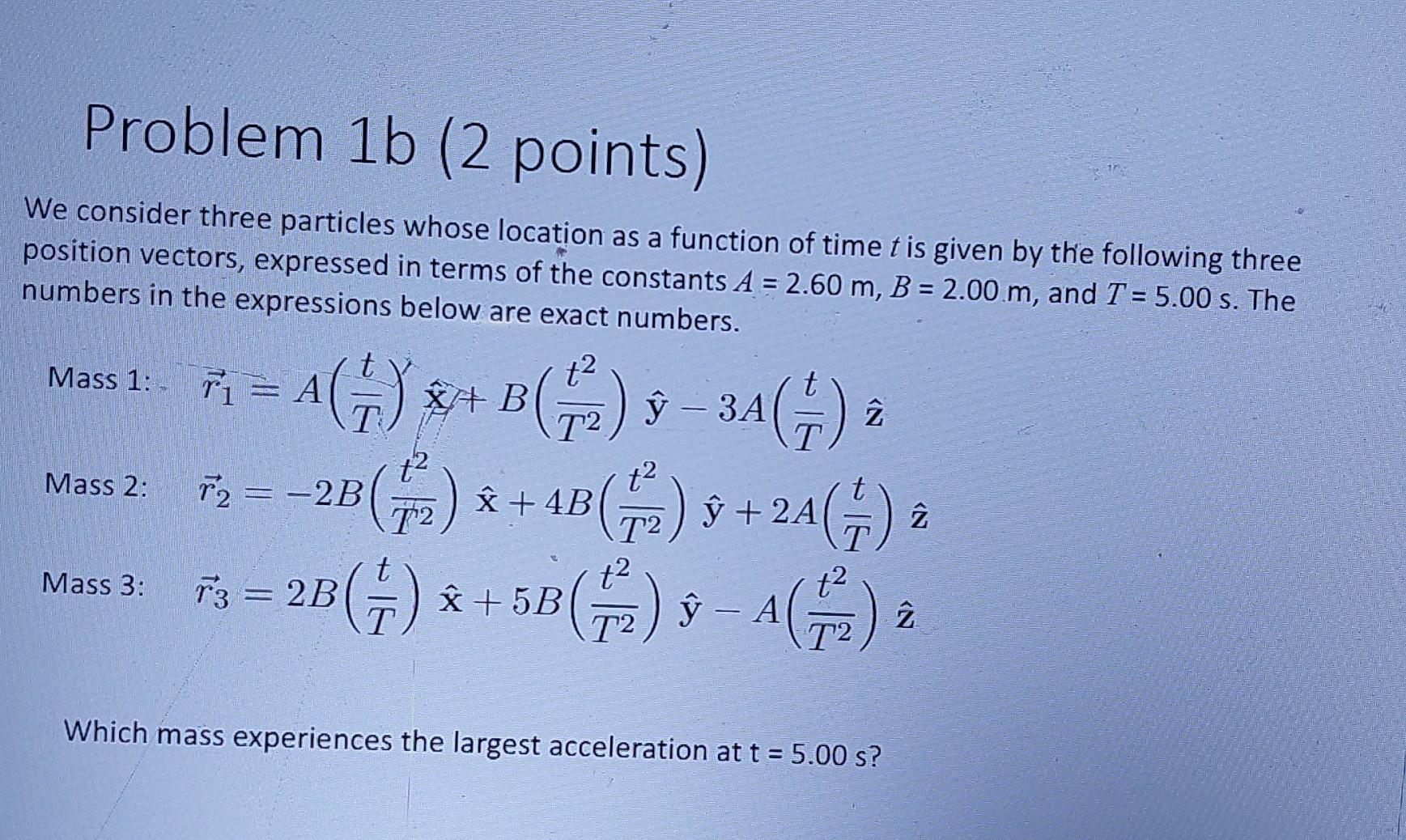 Solved We consider three particles whose location as a | Chegg.com