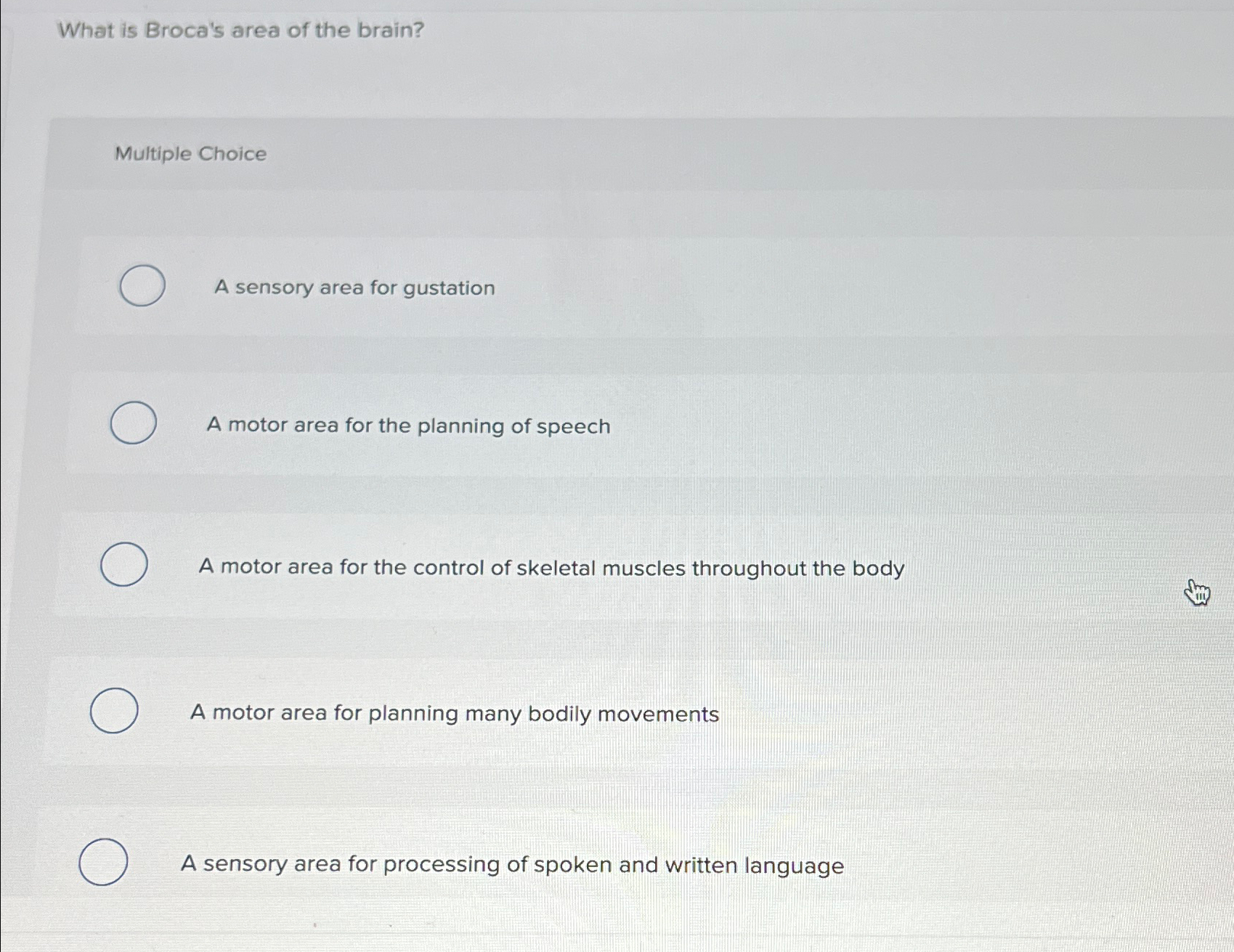 Solved What is Broca's area of the brain?Multiple ChoiceA | Chegg.com