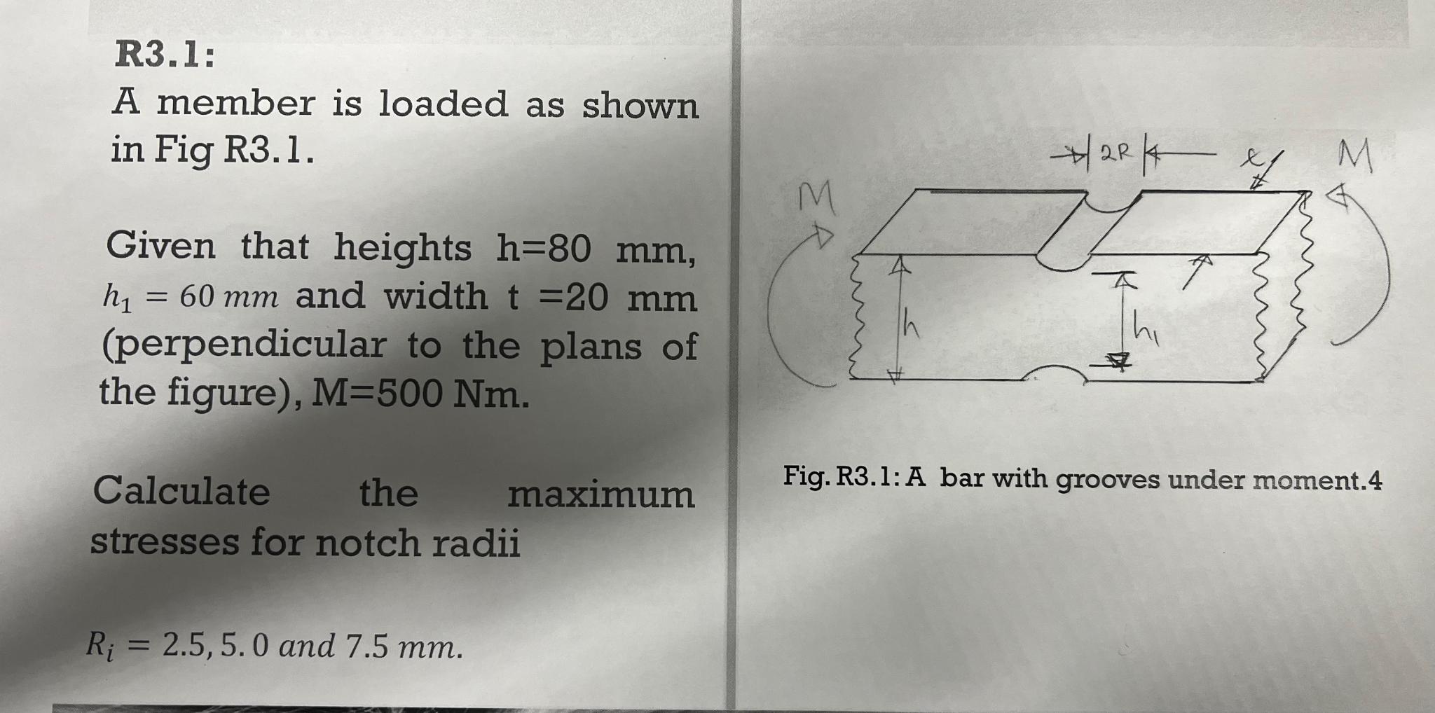 Solved R3.1:A member is loaded as shown in Fig R3.1.Given | Chegg.com