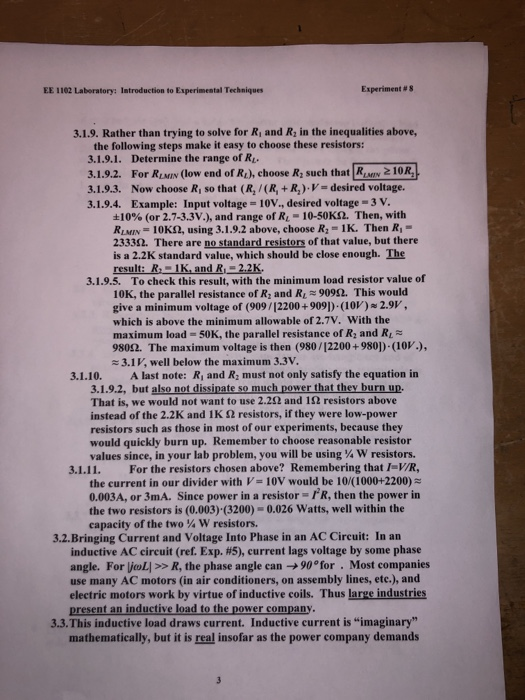 Solved EE 1202 Experiment #8 - Circuit Design Problems 1. | Chegg.com