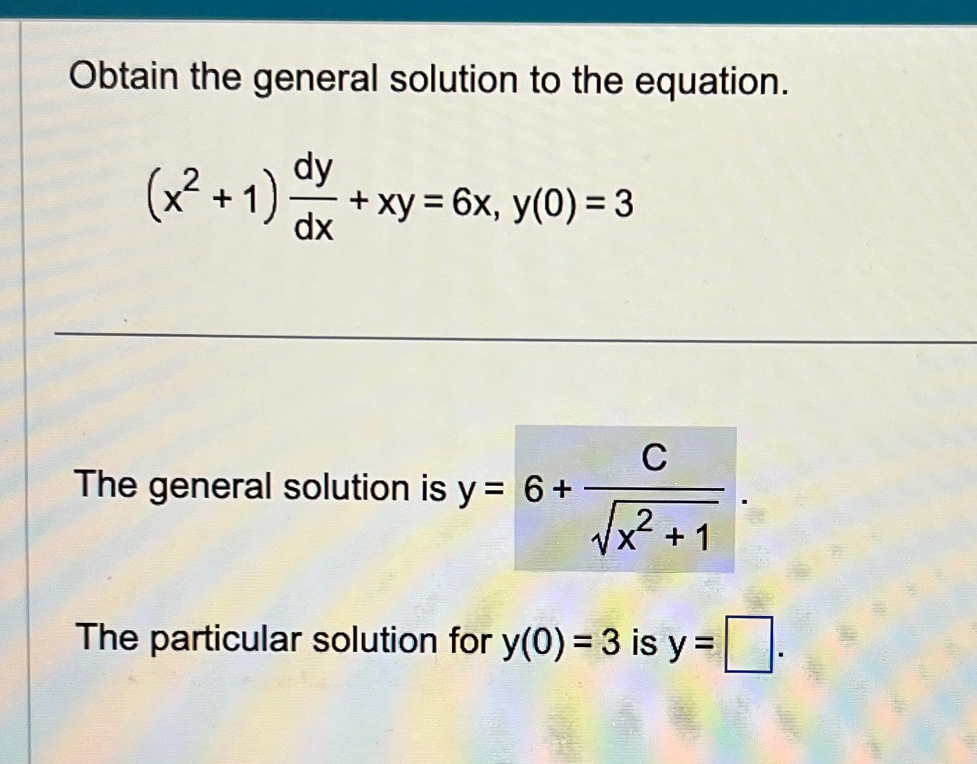 Solved Obtain the general solution to the | Chegg.com