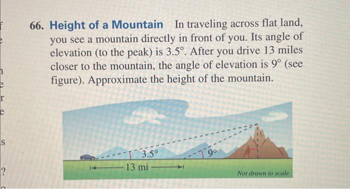 Solved 66. Height of a Mountain In traveling across flat | Chegg.com