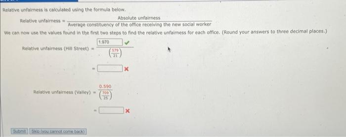 Solved Relative unfairness is calculated using the formula | Chegg.com