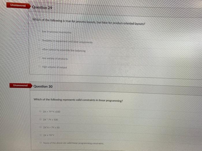 Solved Unanswered Question 29 Which of the following is true | Chegg.com