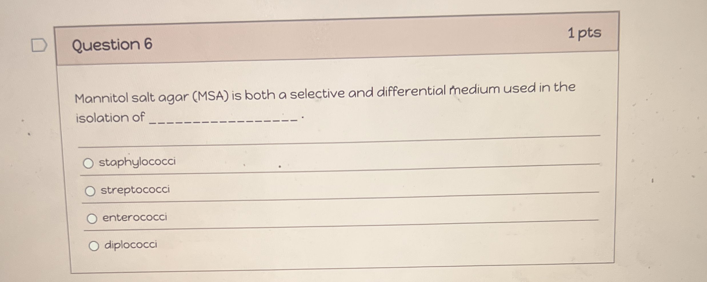 Solved Question 6Mannitol salt agar (MSA) ﻿is both a | Chegg.com