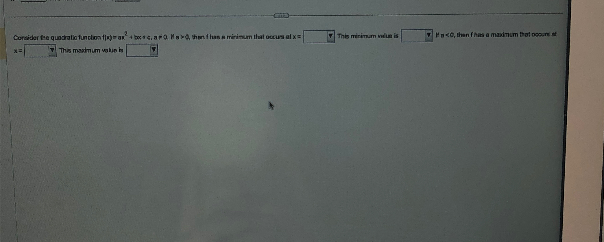 Solved Consider the quadratic function f(x)=ax2+bx+c,a≠0. | Chegg.com