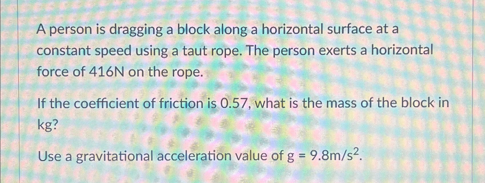 Solved A person is dragging a block along a horizontal | Chegg.com