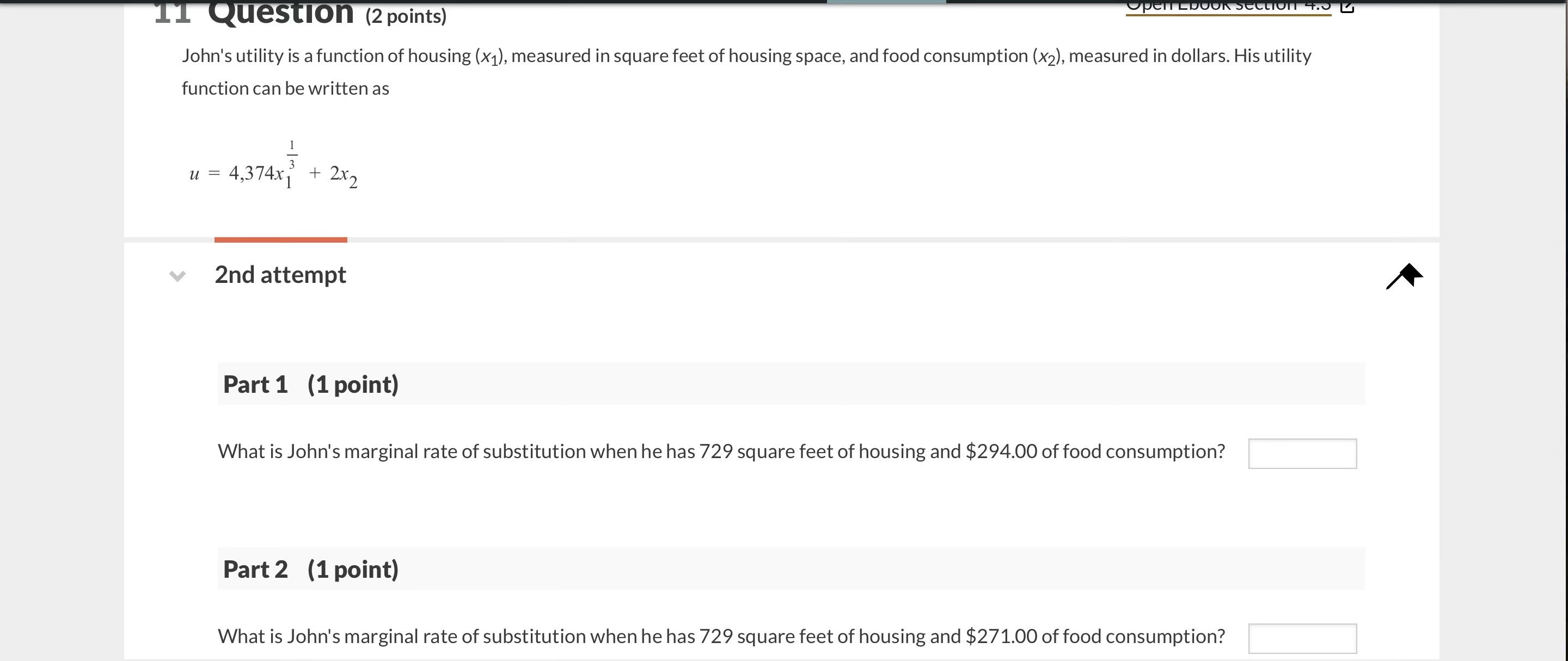 Solved 11 ﻿Question (2 ﻿points)John's utility is ﻿a function | Chegg.com