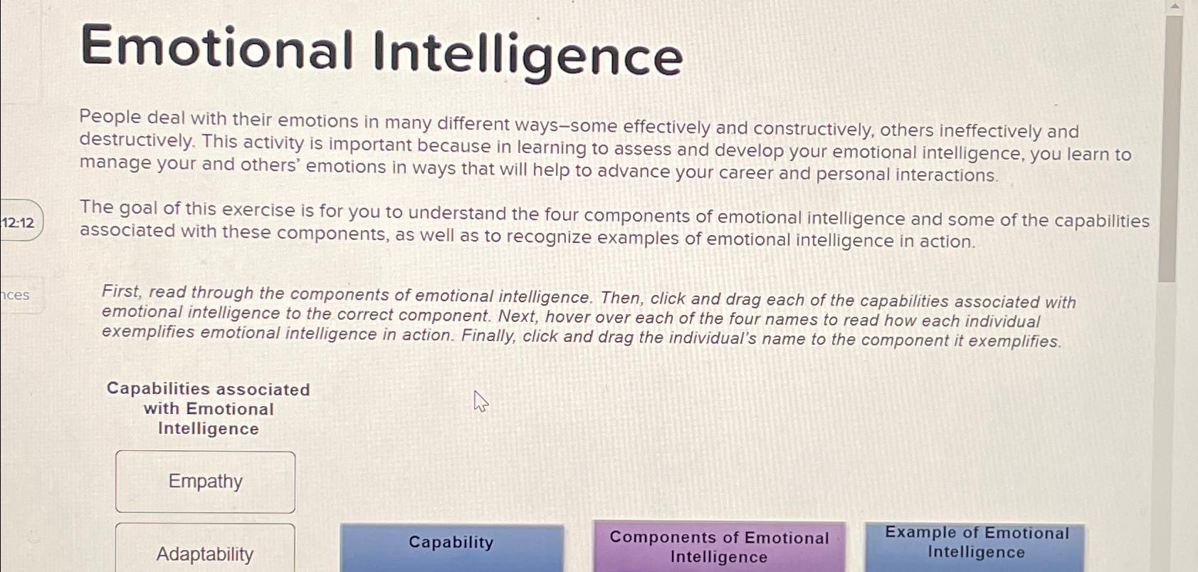 Solved Emotional IntelligencePeople deal with their emotions | Chegg.com
