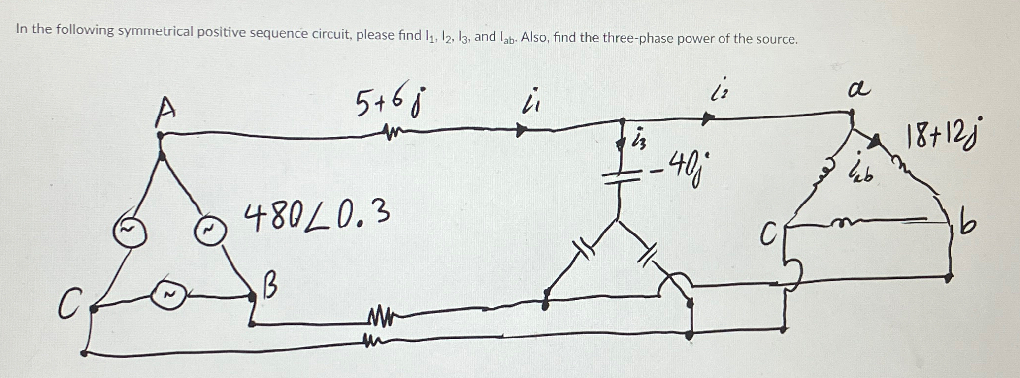 Solved In the following symmetrical positive sequence | Chegg.com