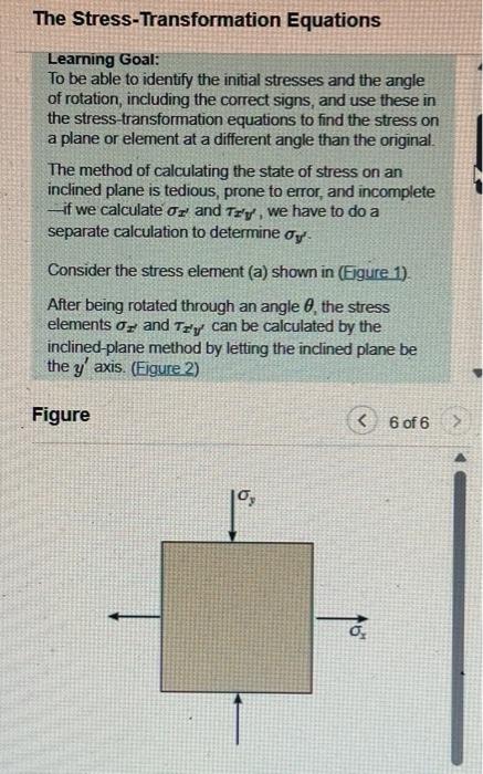 The Stress-Transformation Equations Learning Goal: To | Chegg.com