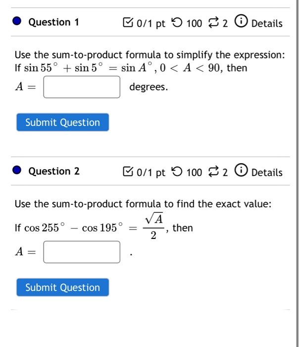 Solved Use the sum-to-product formula to simplify the | Chegg.com