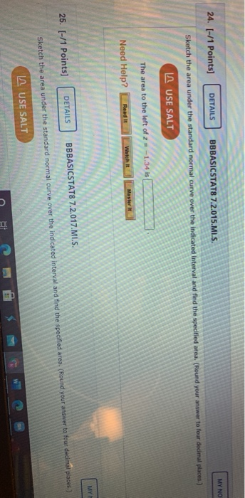 Solved MY NO 24. [-/1 Points) DETAILS BBBASICSTAT8 | Chegg.com