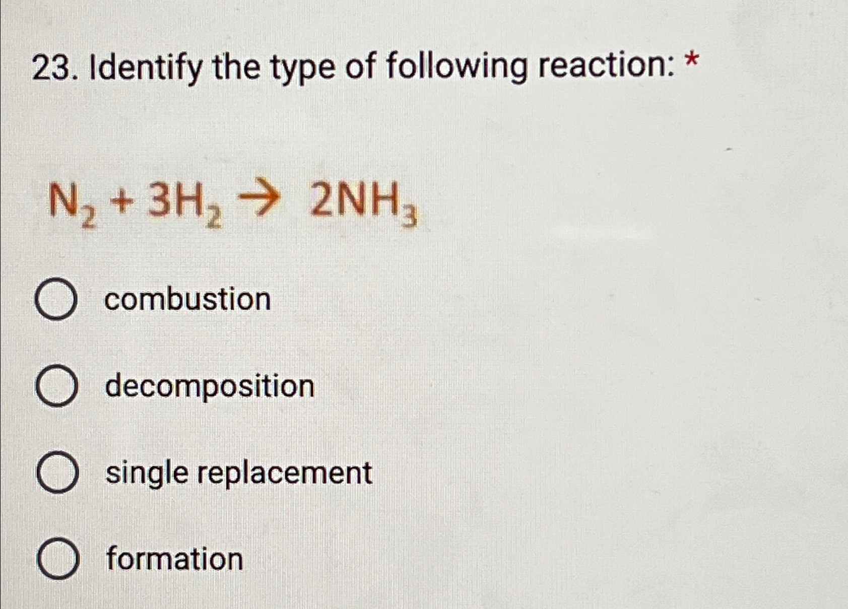 Solved Identify the type of following reaction: | Chegg.com