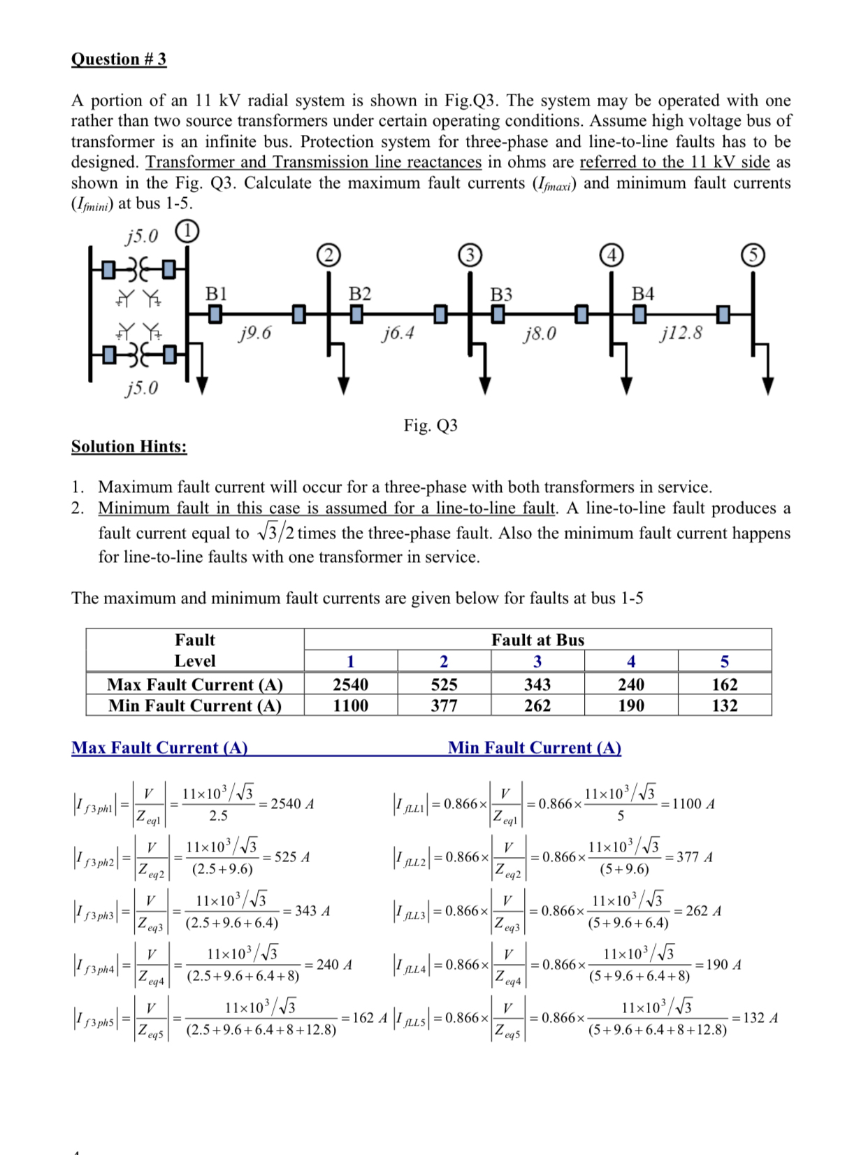 Solved Question # 3A portion of an 11kV ﻿radial system is | Chegg.com