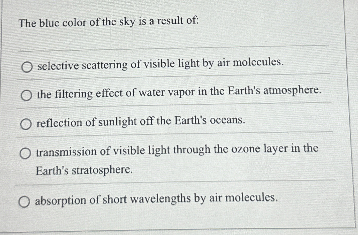 High Quality SOLUTION The blue color of the sky is a result of ...