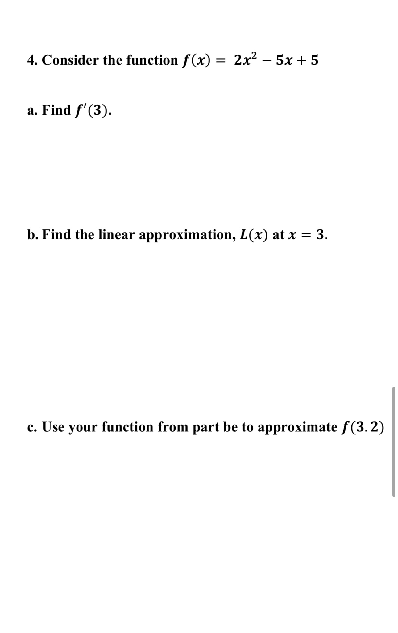 Solved Consider The Function F X 2x2 5x 5a ﻿find F 3 B