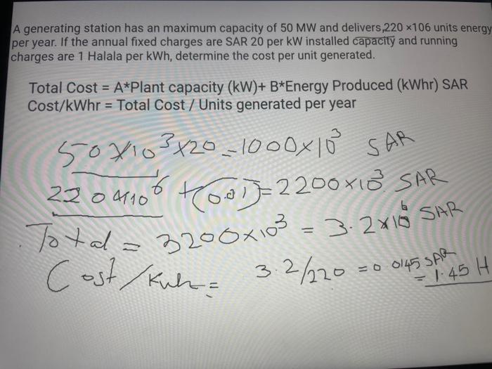 Solved 1. A generating station has an maximum capacity of | Chegg.com
