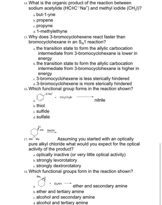 Solved 14. What is the organic product of the reaction | Chegg.com
