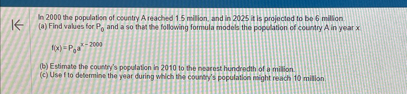 Solved In 2000 ﻿the population of country A reached 1.5 | Chegg.com