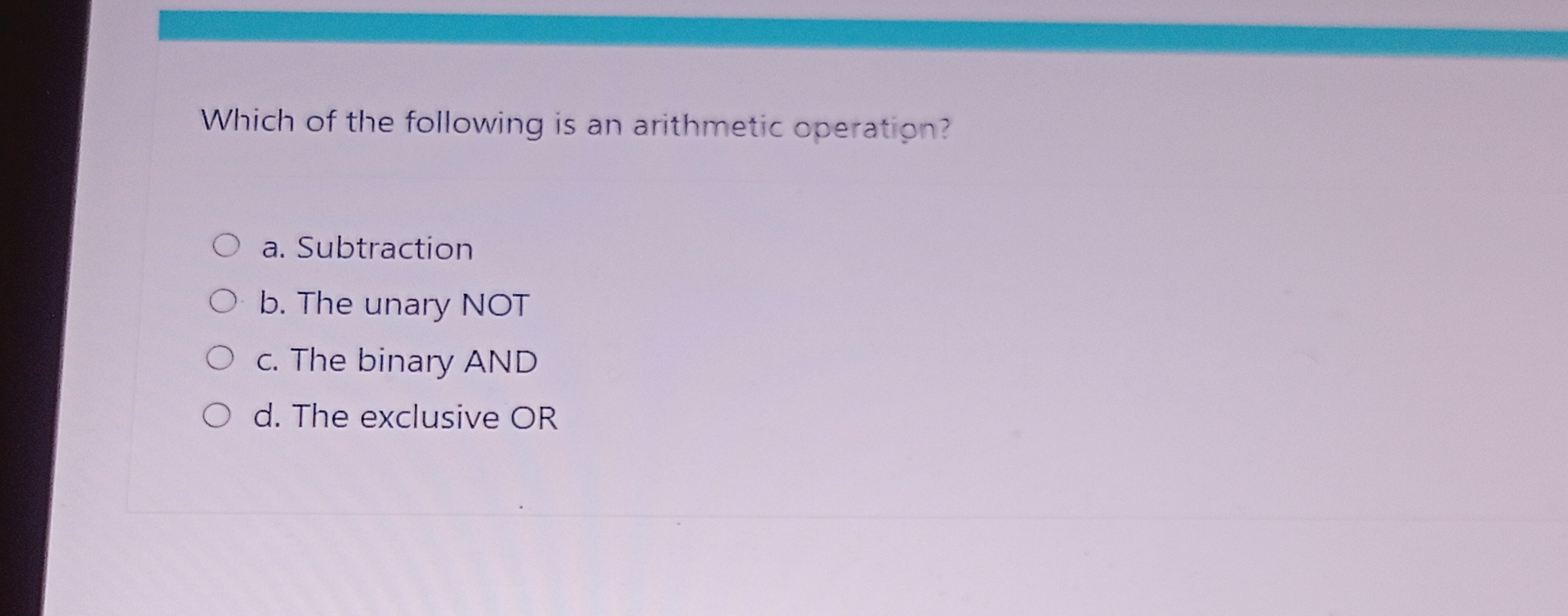 Solved Which of the following is an arithmetic operation?a. | Chegg.com
