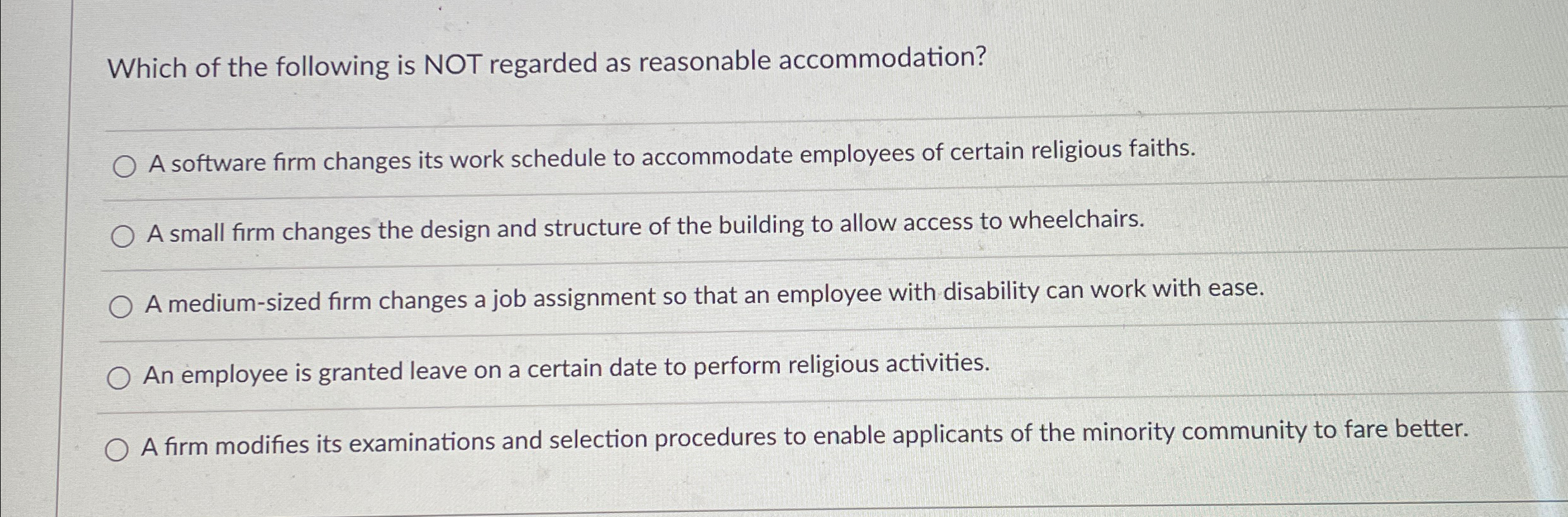 Solved Which of the following is NOT regarded as reasonable | Chegg.com