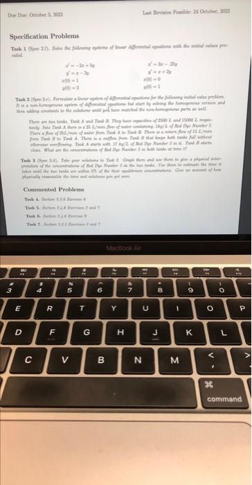 Specification Problems midnt. | Chegg.com