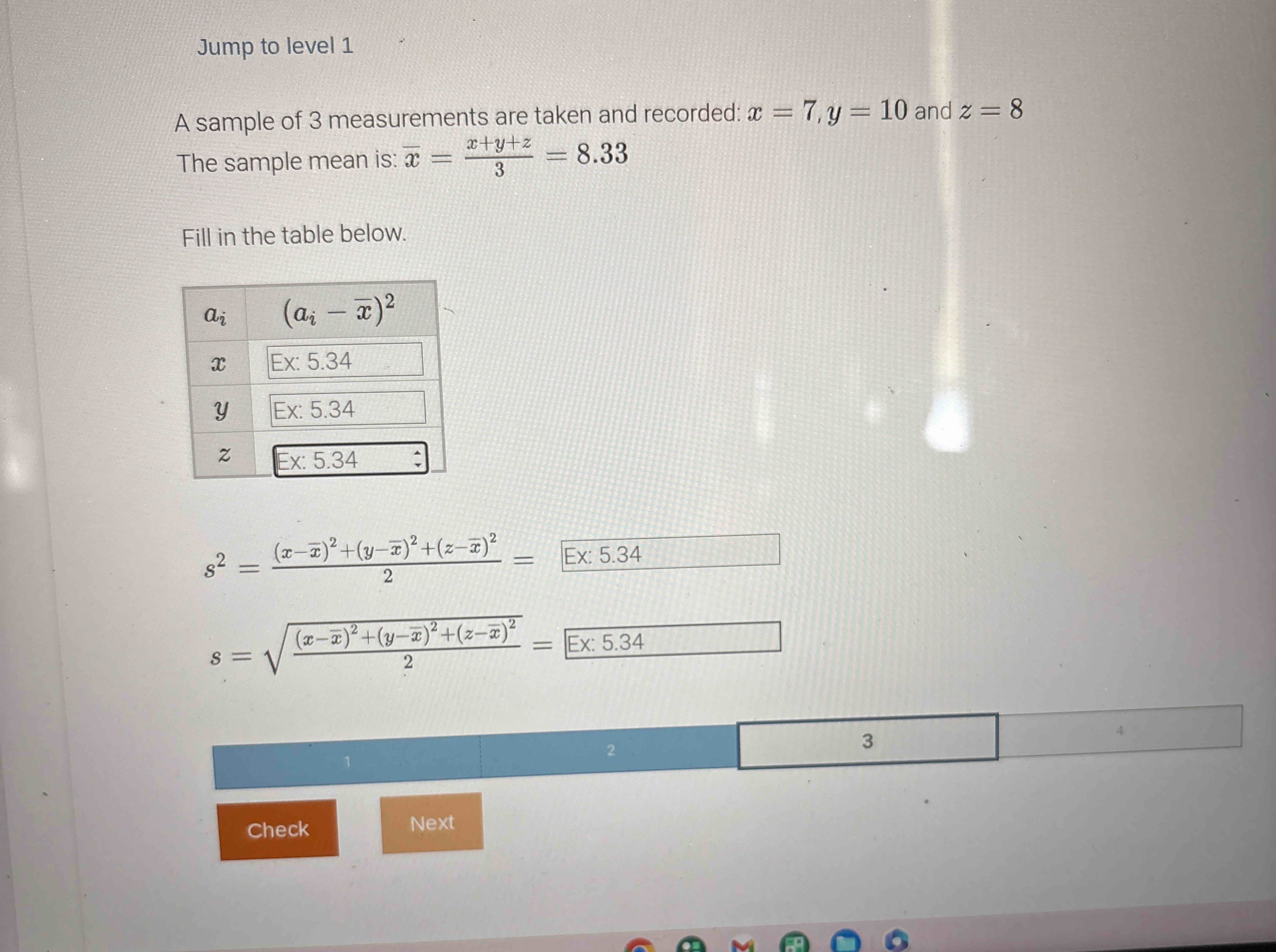 Jump to ﻿level 1A sample of 3 ﻿measurements are taken | Chegg.com