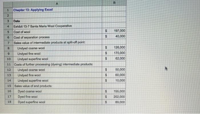 Solved Required Information Chapter 13: Applying Excel | Chegg.com
