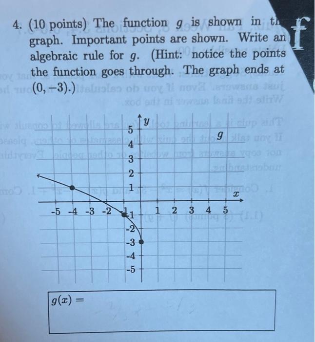 Solved 4. ( 10 points) The function g is shown in th graph. | Chegg.com Solved 4. ( 10 points) The function g is shown in th graph. | Chegg.com