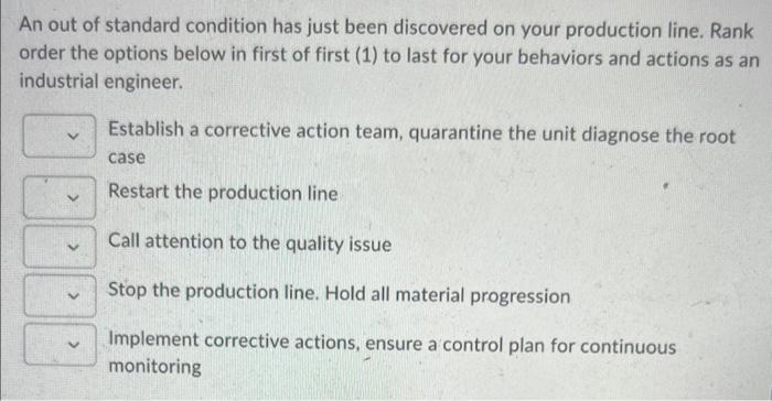 Solved An out of standard condition has just been discovered | Chegg.com